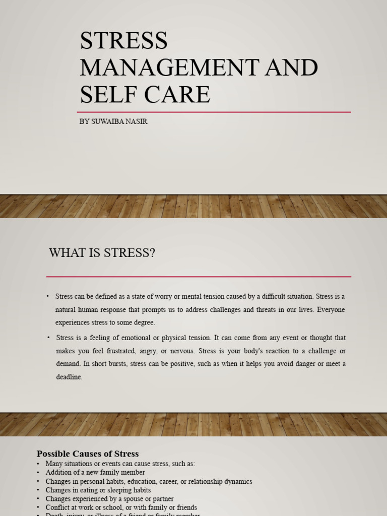 Stress Management and Self Care-1 | PDF | Psychotherapy | Stress (Biology)
