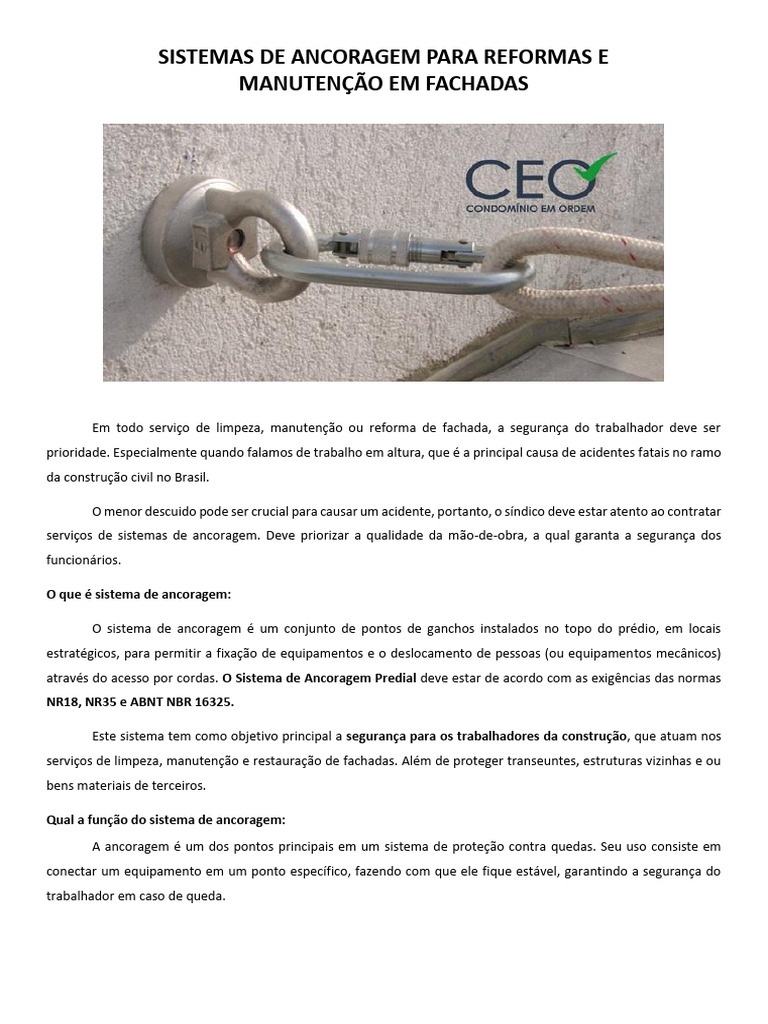 Sistemas de Ancoragens Dicas | PDF | Construção | Qualidade (negócios)