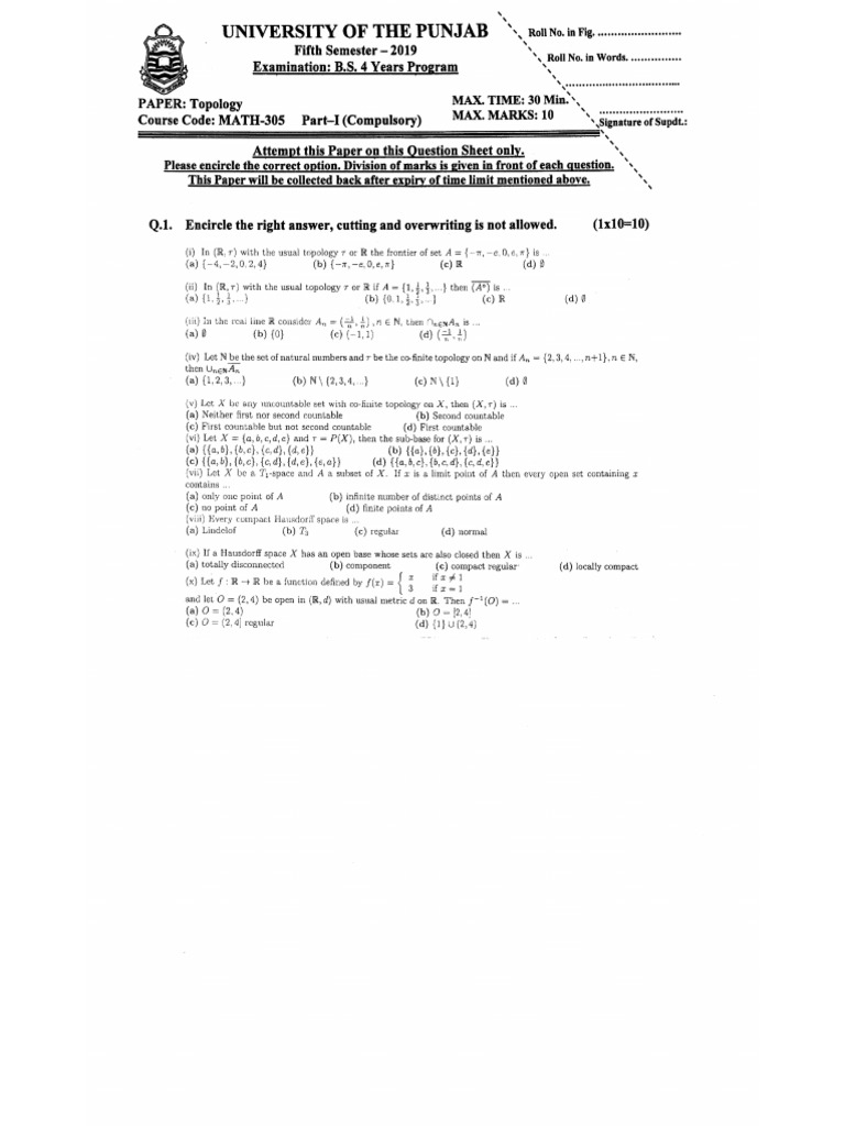 P2019 Math-305 | Download Free PDF | Compact Space | Mathematics