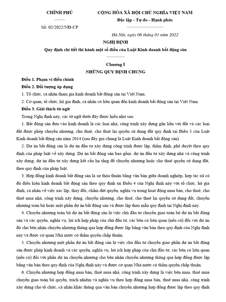 Nghi Dinh 02 2022 | PDF