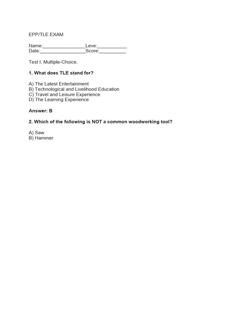 GRADE-7-TLE-EXAM-Q2 | PDF | Housekeeping | Cooking