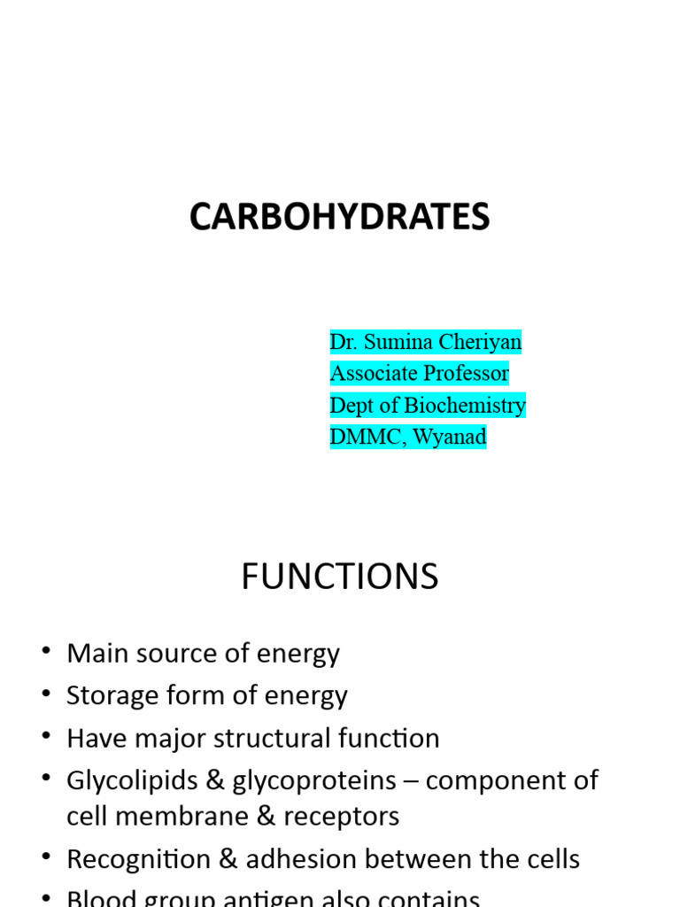 MBBS Carbohydrate Chemistry Full | PDF | Carbohydrates | Glucose