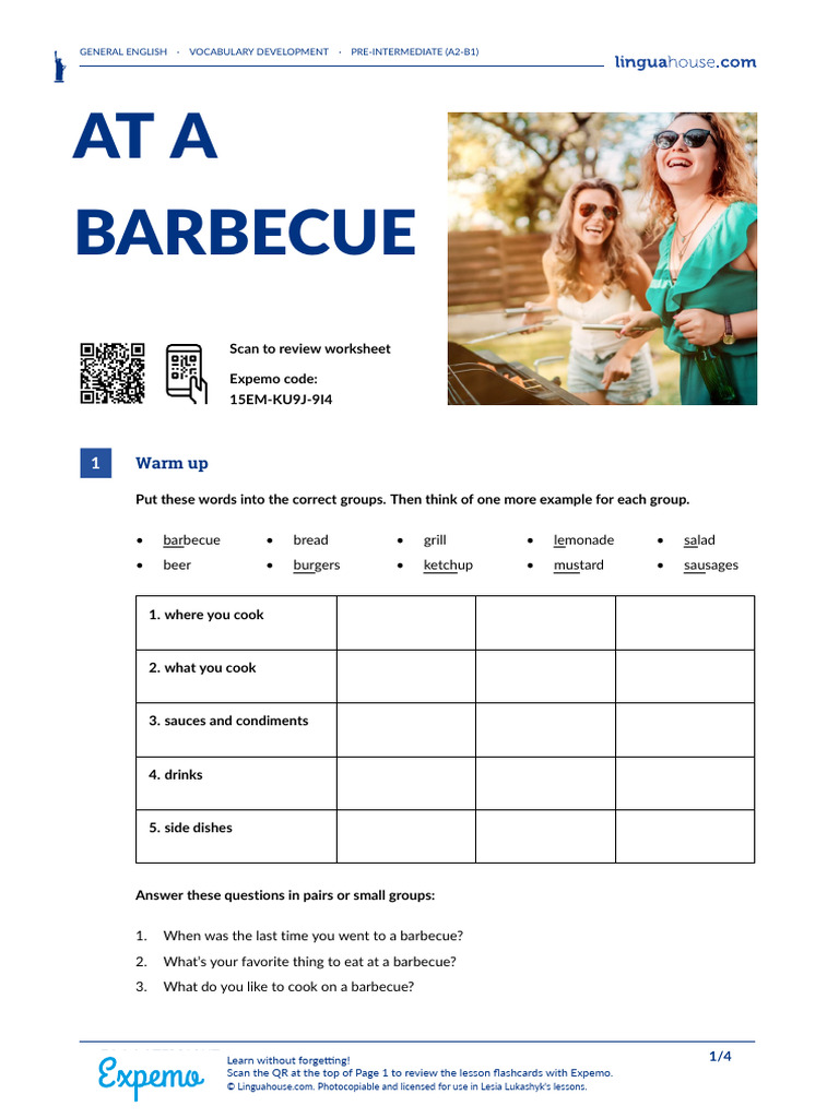 Vocabulary for Barbecue Conversations | PDF | Barbecue | Hamburgers
