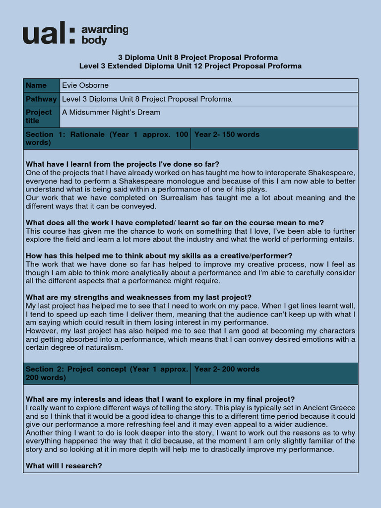 Evie Ual Proposal Action Plan Proforma | PDF | Collaboration | Goal