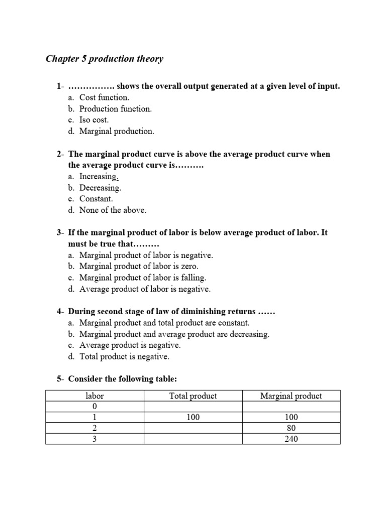 Copy1-Exercise Sheet ch5 | PDF | Marginal Cost | Production Function