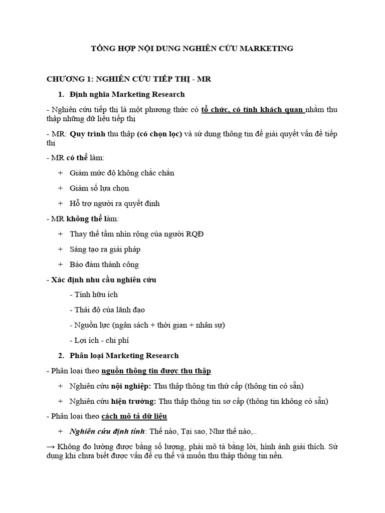 T NG H P N I Dung Nghiên C U Marketing | PDF