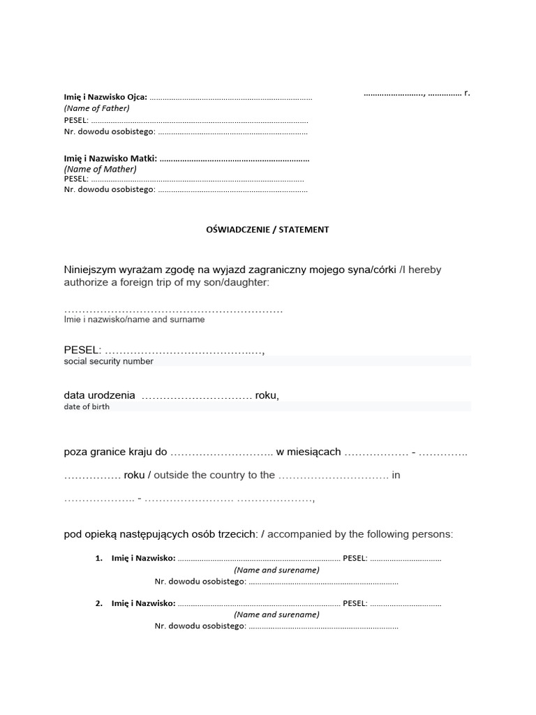 Zgoda Na Podrozowanie | PDF