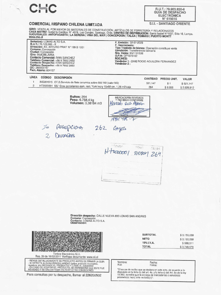 Recepciones CHC Aitue | PDF