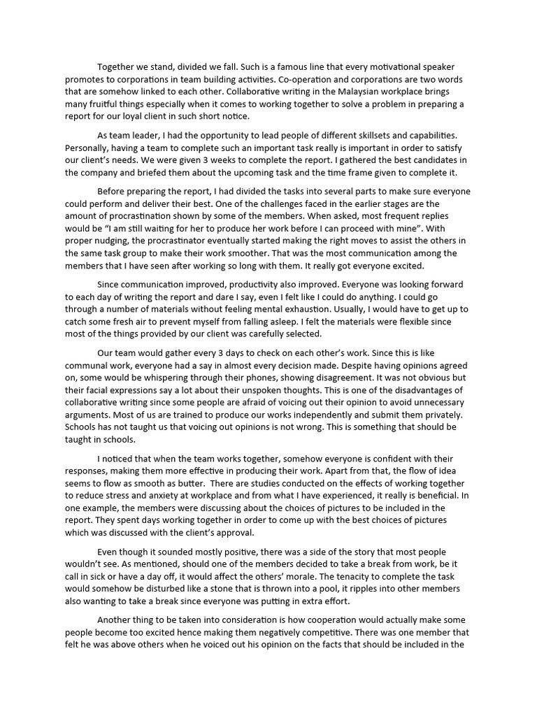 Collaborative Writing | PDF | Psychological Concepts | Behavioural Sciences