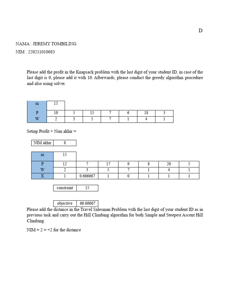 Knapsack & TSP Algorithms Analysis | PDF | Mathematical Optimization | Computational Complexity ...