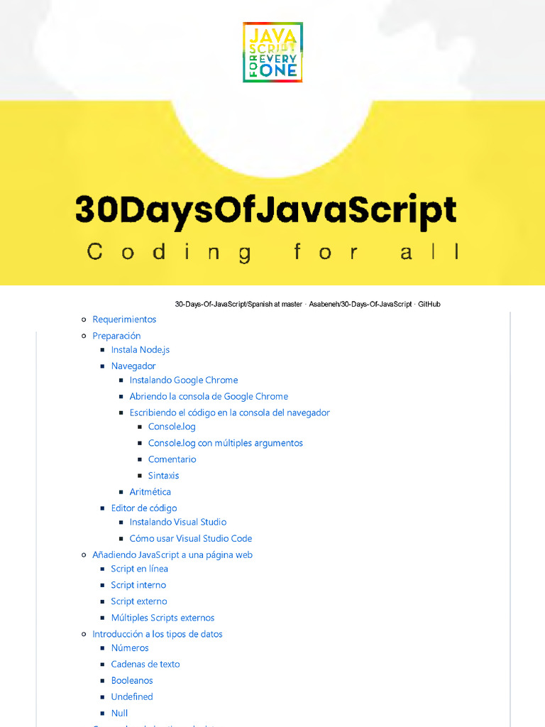 30 Días de JavaScript: Guía Inicial | PDF | Script Java | Lenguaje de escritura