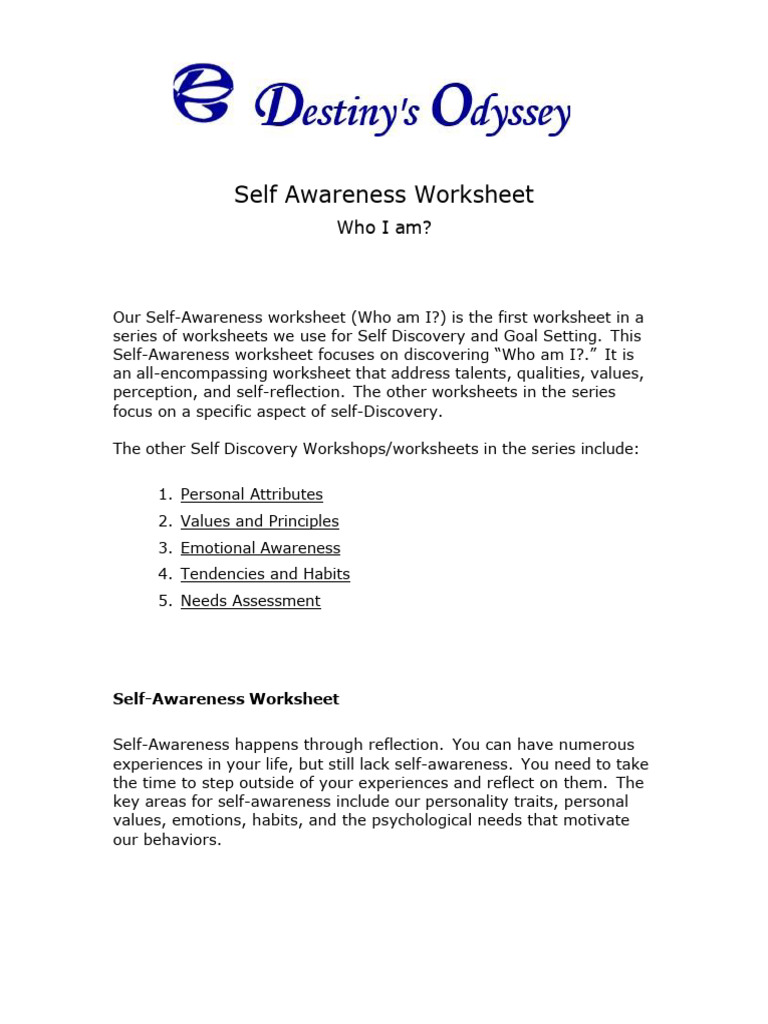 Self-Awareness Activity | PDF | Self Awareness | Psychological Resilience