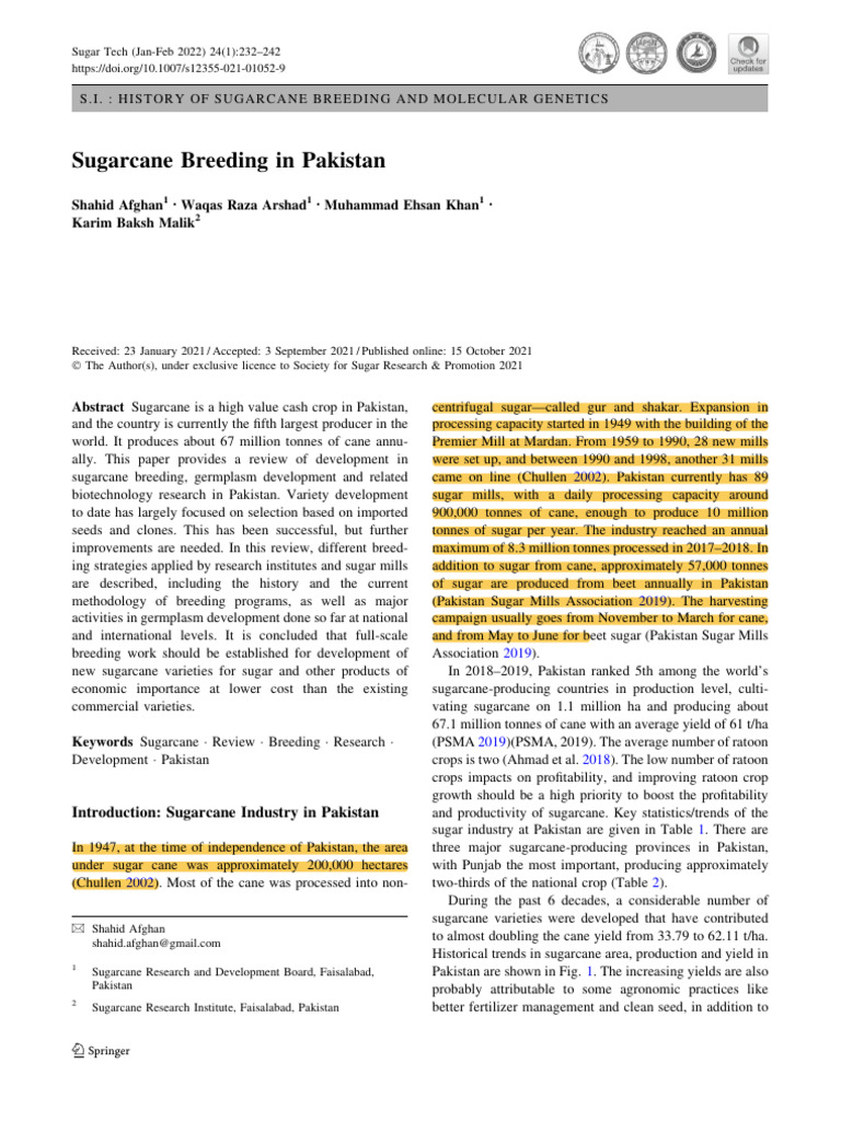 Sugarcane Breeding Hybridization Pdf Sugarcane Agriculture