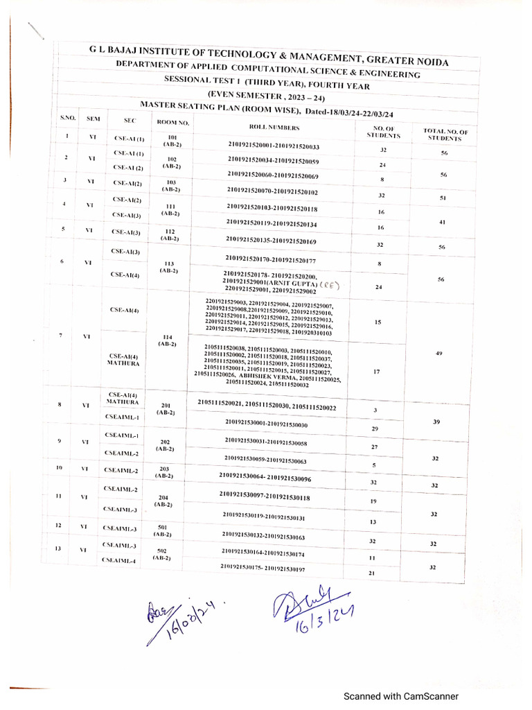 EXAM SCHEDULE 3RD YEAR EVEN SEM 2023-2024 | PDF