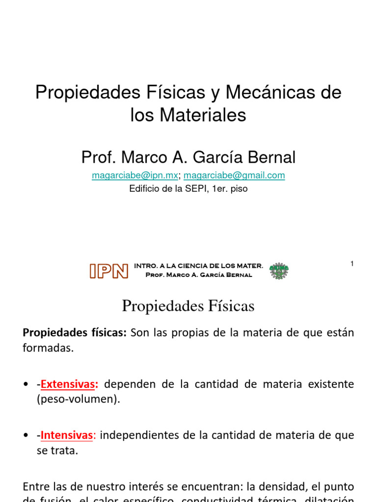 INTRO CIENCIA de LOS MATERIALES - Unidad II - Propiedades Físicas y Mecánicas de Los Mater ...