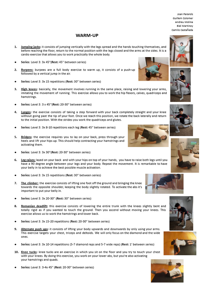 Còpia de PE - WARM UP | PDF | Musculoskeletal System | Physical Exercise