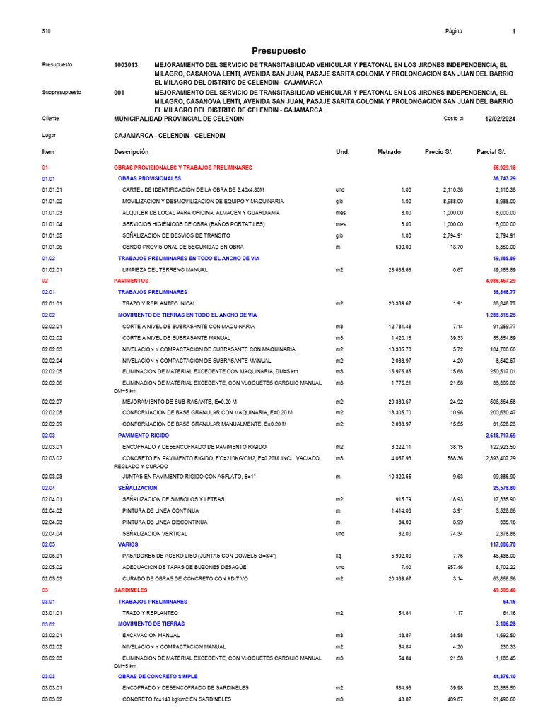 PRESUPUESTO | PDF | Albañilería | Ingeniero civil