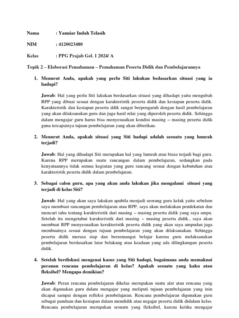 Yanniar Indah T - T.2 Elaborasi Pemahaman - PPDP | PDF | Karier & Perkembangan