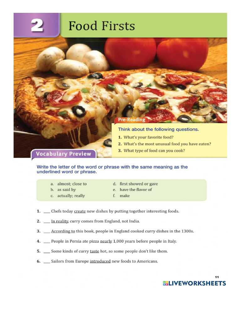 Food Firsts - Reading | PDF