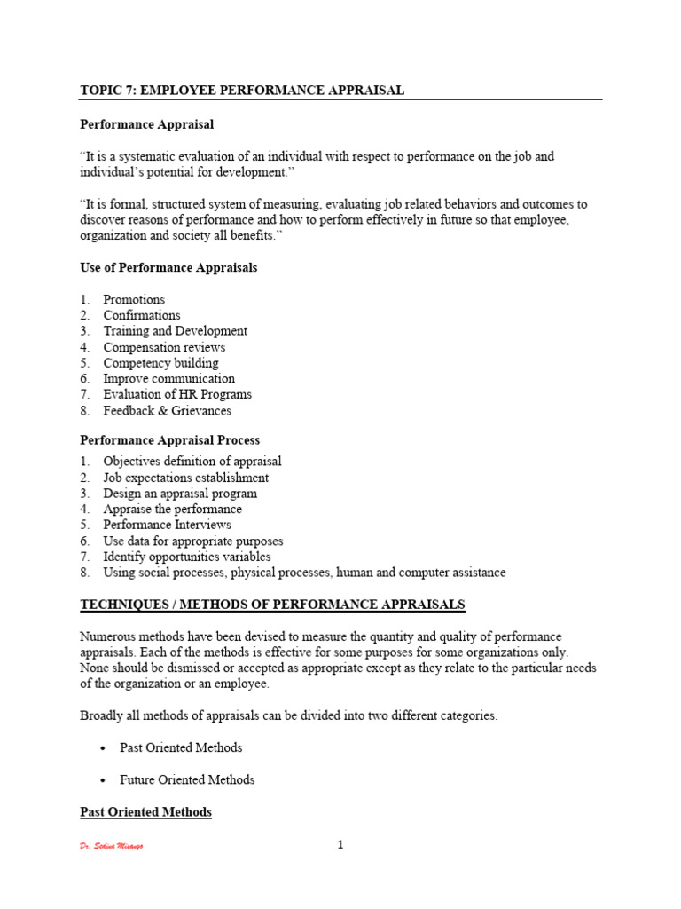 Topic 7-Performance Appraisal-S | PDF | Performance Appraisal | Psychology