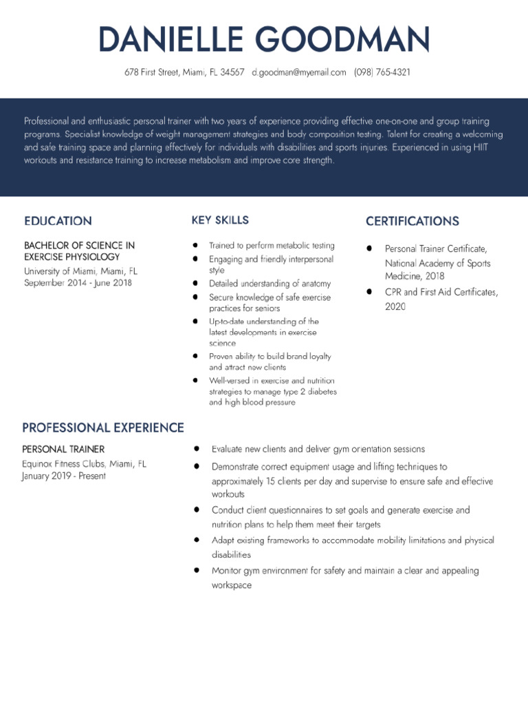 Personal Trainer - Entry Level | PDF