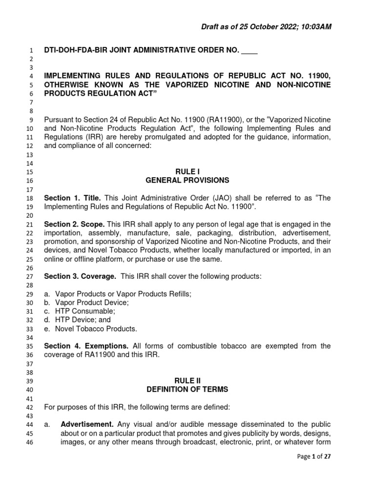 Vaping Products Regulation Guide | PDF | Food And Drug Administration ...