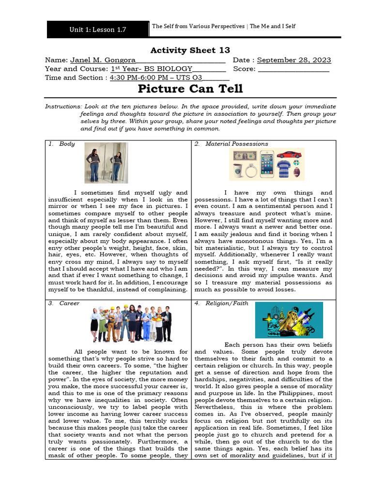 UTS - O3 Activity Sheet 13 | PDF | Faith | Learning