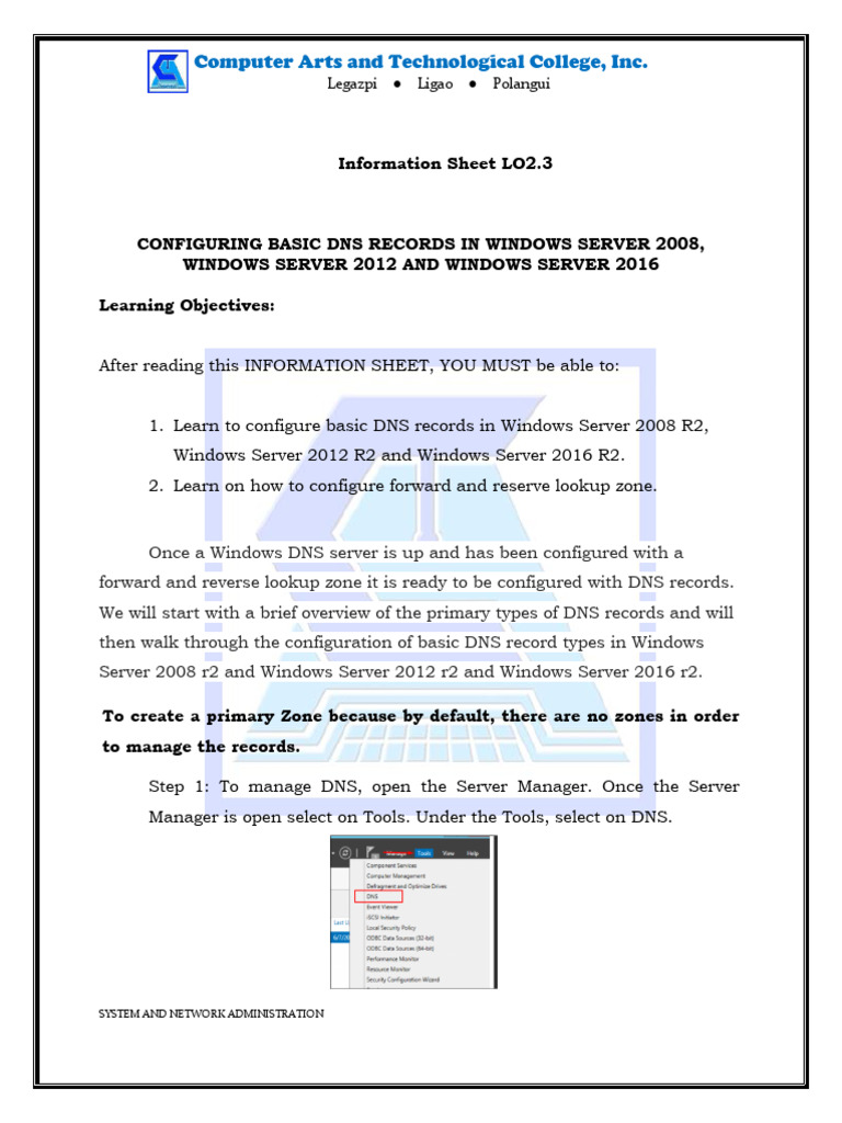System and Network Administration - Information Sheet LO2-3 | PDF ...