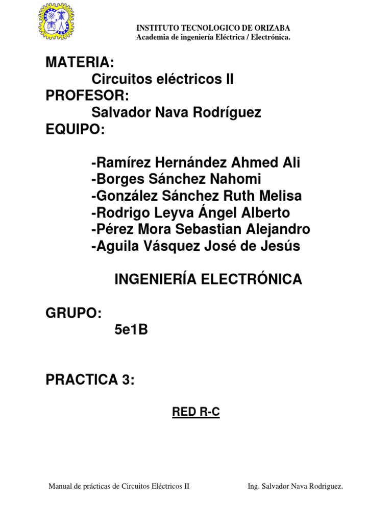 Practica #3 Red R-C-1 | PDF | Red eléctrica | Electrónica