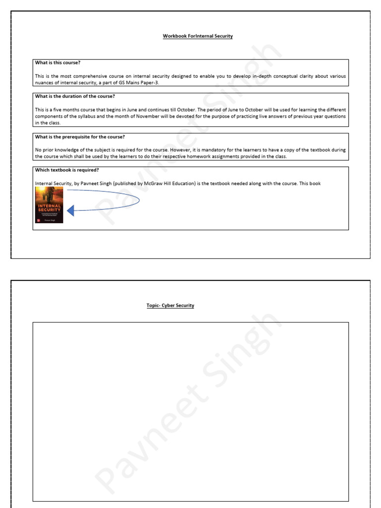 Workbook For Internal Security | PDF