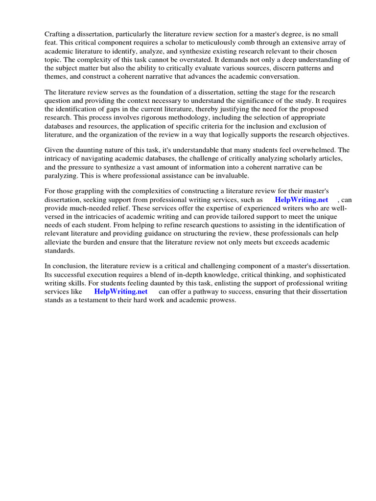 Master's Dissertation Lit Review Guide | PDF | Citation | Literature Review