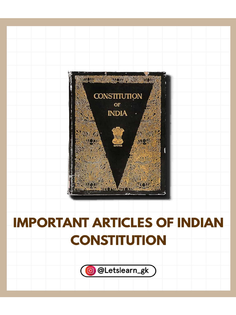 Important Articles of Indian Constitution | PDF