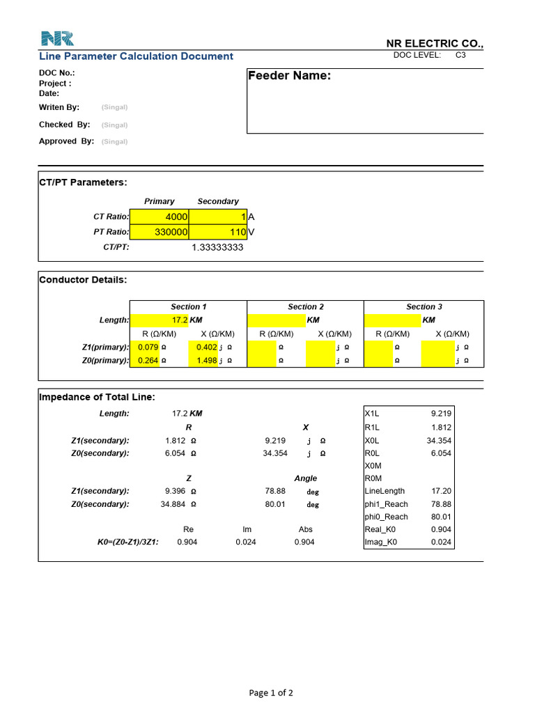 Line Parameters Calculation | PDF | Electrical Engineering | Electricity