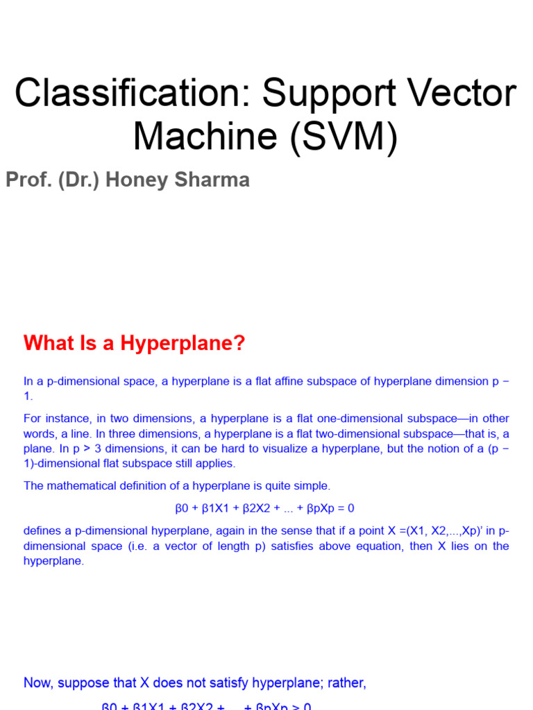 Understanding Hyperplanes in SVM | PDF | Support Vector Machine | Dimension