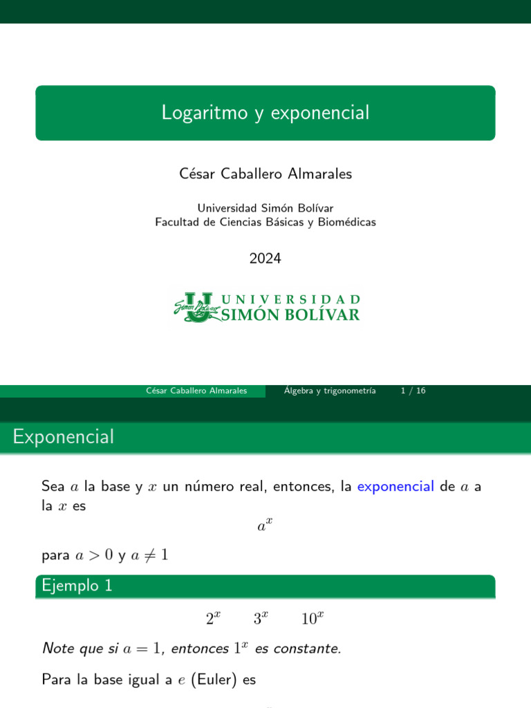 Exponeciación y Logaritmo | Descargar gratis PDF | Logaritmo | Exponenciación