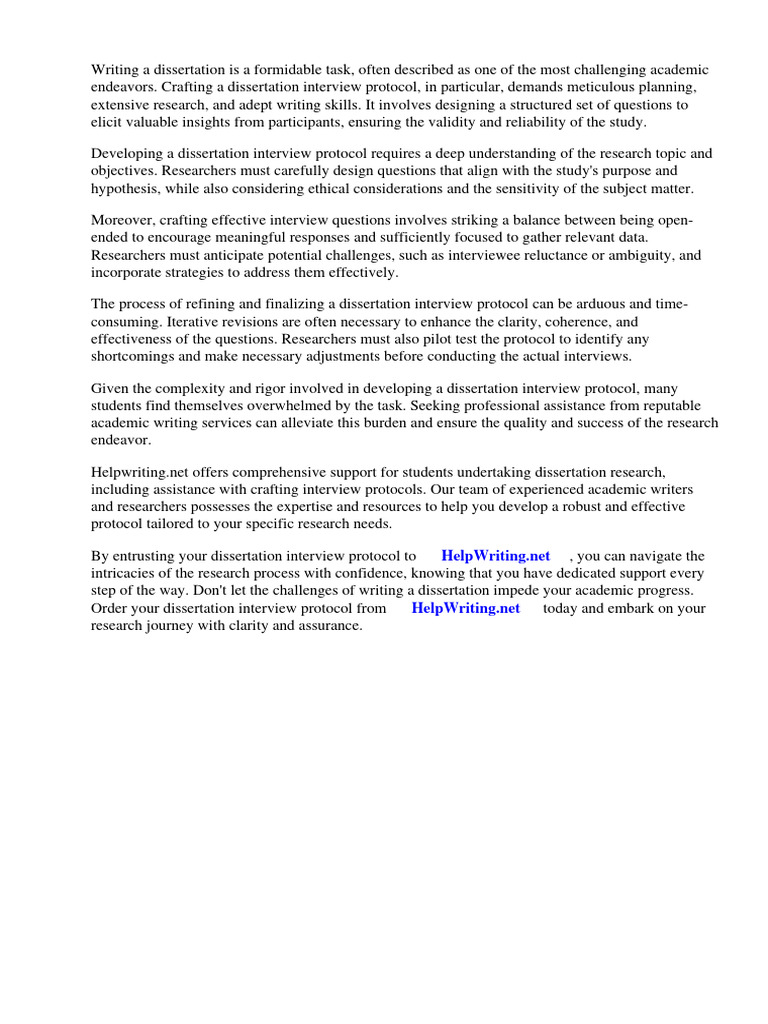 Dissertation Interview Protocol | PDF | Qualitative Research | Interview