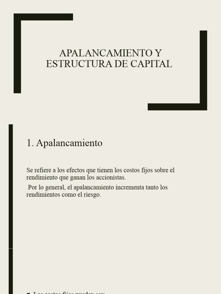Apalancamiento y Estructura de Capital | PDF | Apalancamiento (Finanzas) | Compartir (Finanzas)