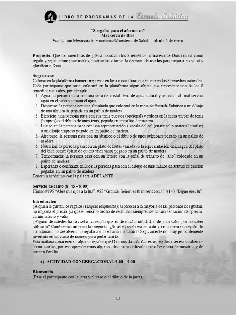 Programa Escuela Sabática | PDF | Respiración | Oración