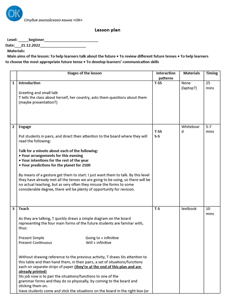 Lesson Plan 21 12 Valeriia | PDF | Cognitive Science | Behavior Modification