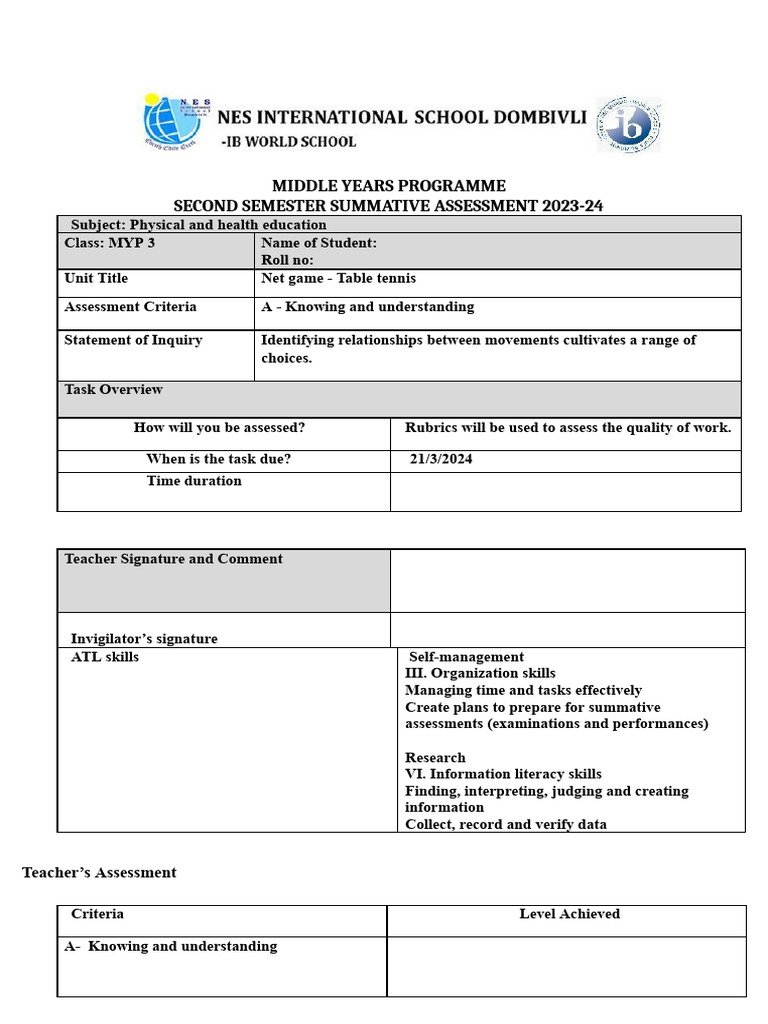 Criterion - A - Summative | PDF | Knowledge | Experience