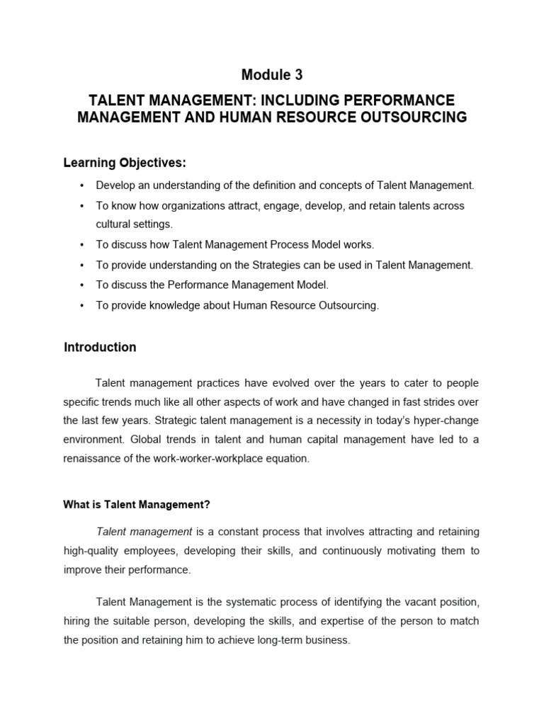 Module 3 | PDF | Talent Management | Human Resources Module 3 | PDF | Talent Management | Human Resources