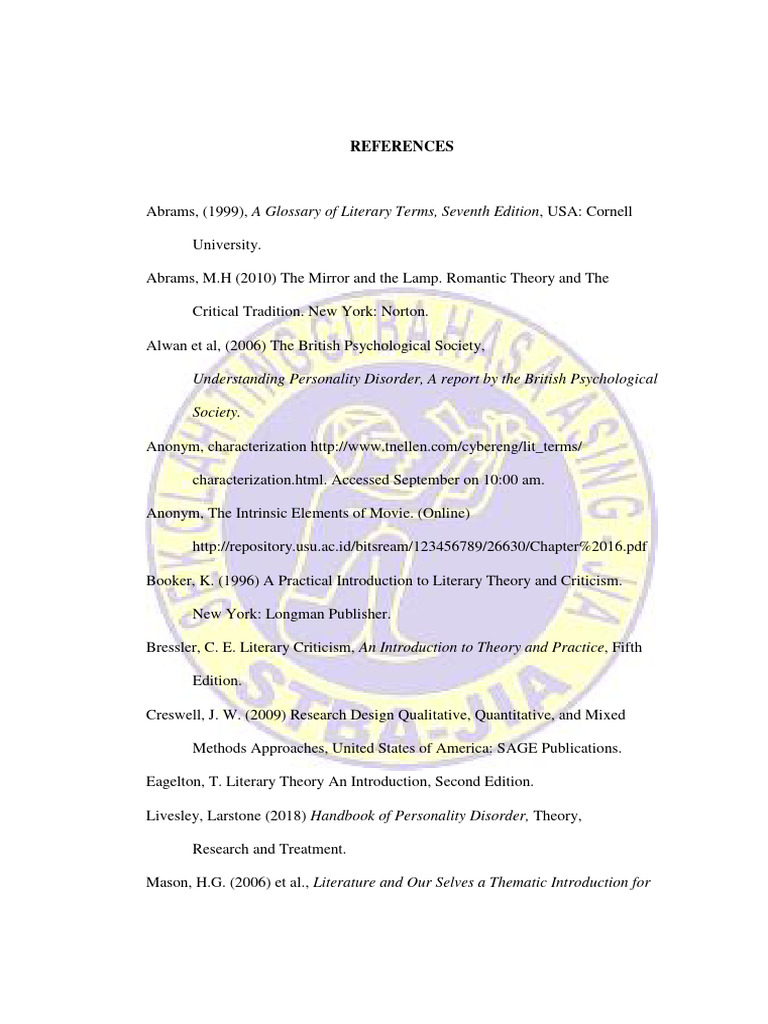 References: Understanding Personality Disorder, A Report by The British ...