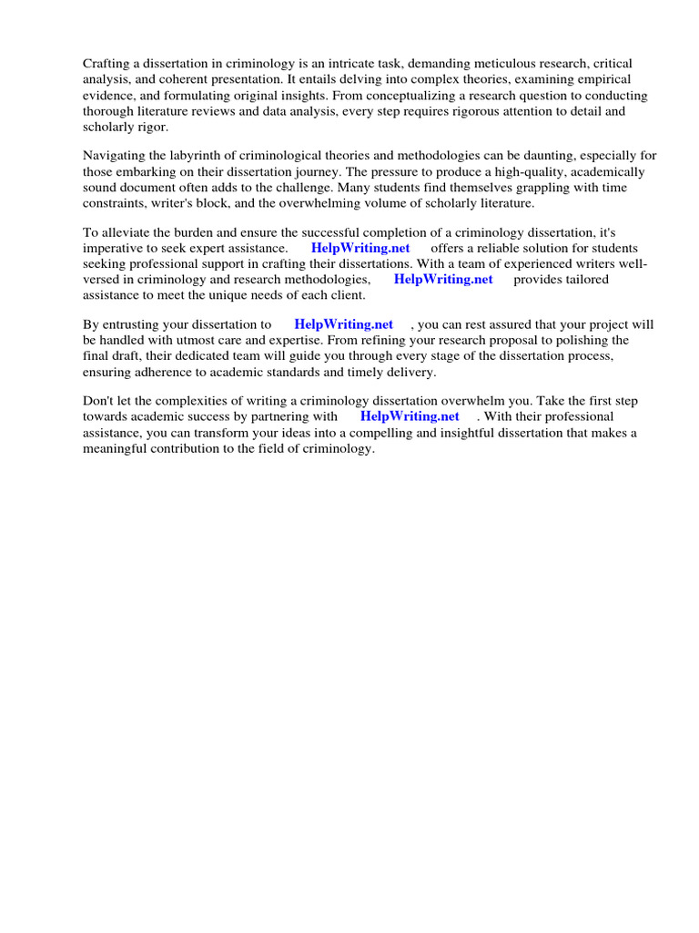 Criminology Dissertation Proposal Sample | PDF | Crimes | Crime & Violence