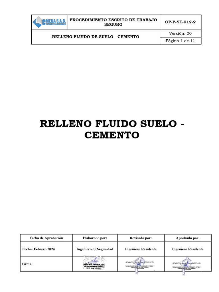 Procedimiento Relleno Suelo-Cemento | PDF | Cemento | Fundación ...