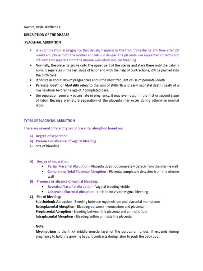 Placental abruption | PDF | Uterus | Placenta