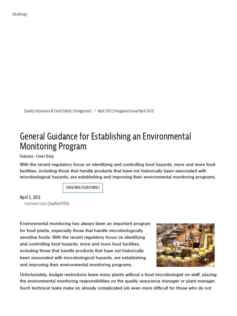 General Guidance For Establishing An Environmental Monitoring Program ...
