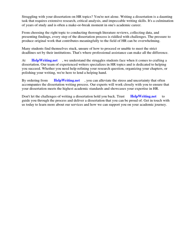 Dissertation Report On HR Topics | PDF | Human Resource Management ...