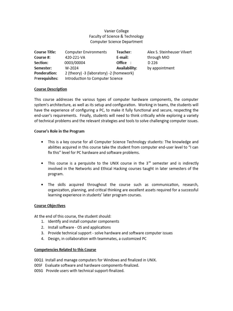Computer Environments Course Overview | PDF | Solid State Drive ...