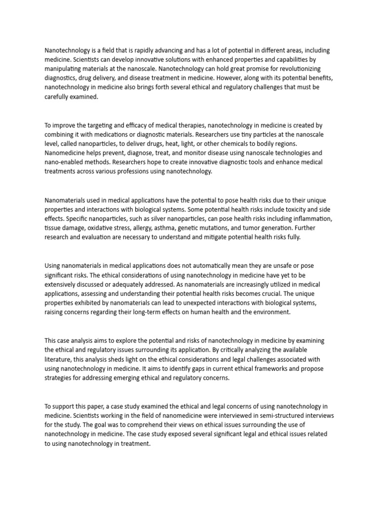 Nanotechnology in Medicine: Potential and Ethical Challenges | PDF ...