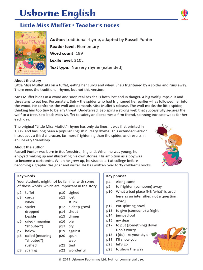 Little Miss Muffet Teachers Notes | PDF